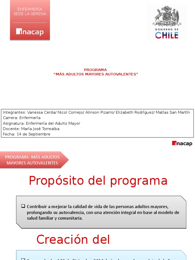 Programa Mas Adultos Mayores Autovalentes | PDF | Vejez | Enfermería
