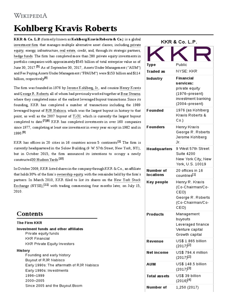 Kohlberg Kravis Roberts (KKR) | Leveraged Buyout | Private Equity