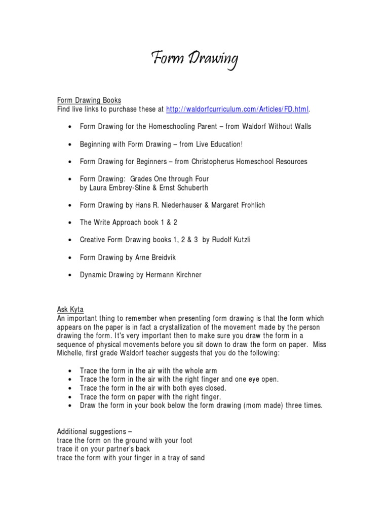 Waldorf Form Drawing Resources Guide | PDF | Drawing | Writing