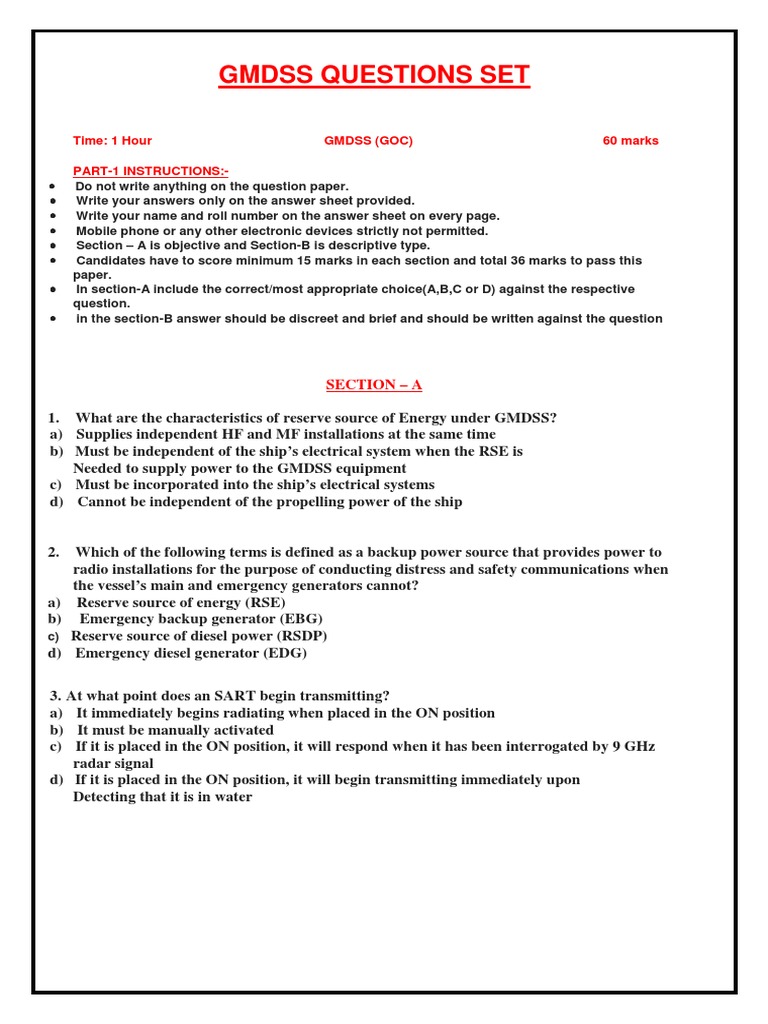 Gmdss Questions Set | Download Free PDF | Telecommunications Engineering | Electronics
