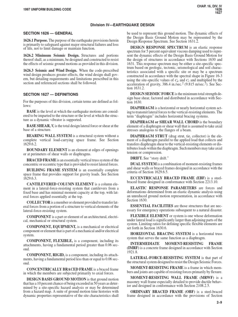 Pages From UBC 1997 - Uniform Building Code 1 | PDF | Truss | Seismology