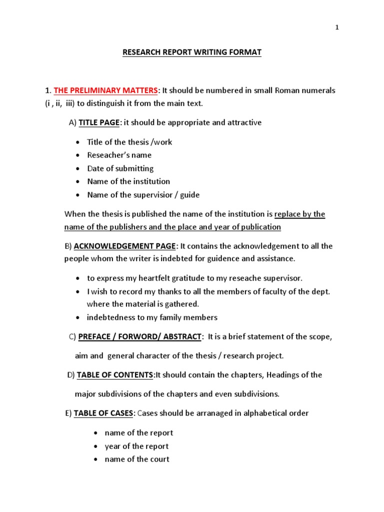Research Report Writing Format | PDF | Thesis | Data