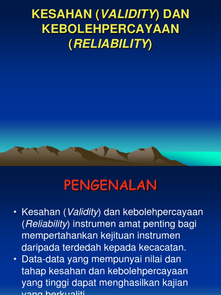 Kesahan Dan Kebolehpercayaan | PDF