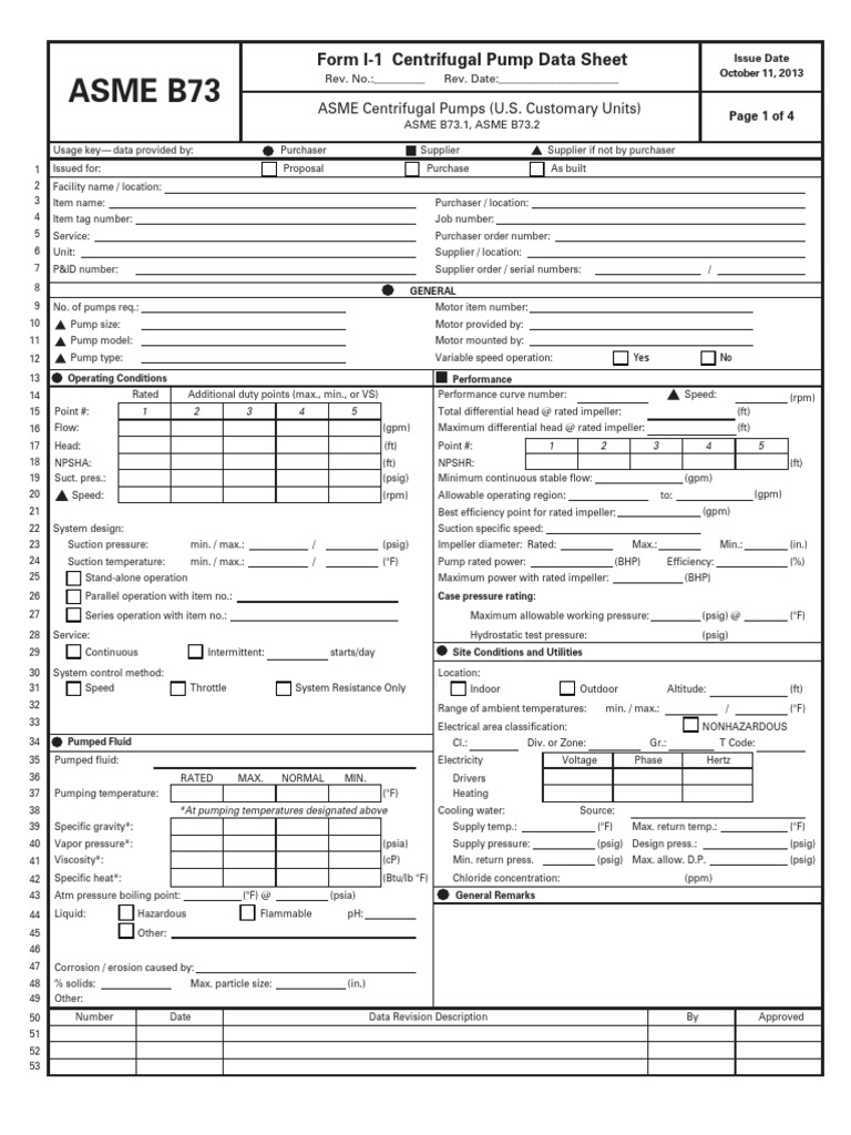 Centrifugal Pump Data Sheet | Pipe (Fluid Conveyance) | Vacuum Tube