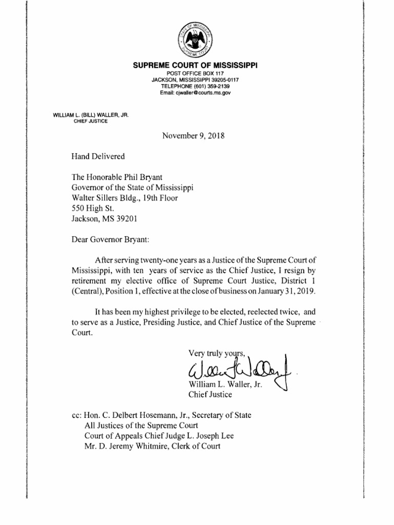Justice Waller To Retire | PDF | Judge | Constitutional Law