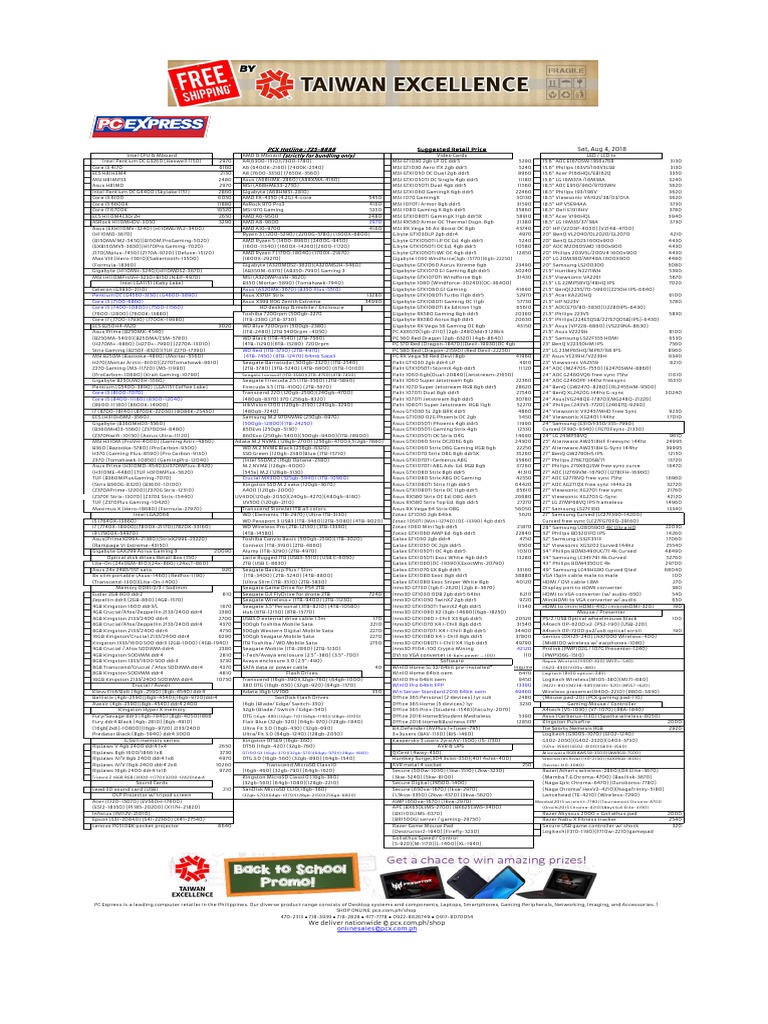 2018-08-04 - PC Express - Suggested Retail Price List | PDF | Hdmi ...