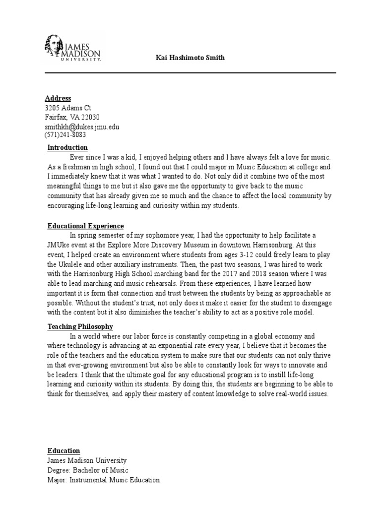 Student Teaching Profile | PDF | Music Education | Change