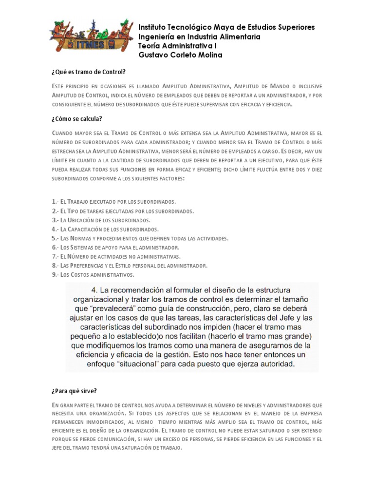 Teoría y aplicación del concepto de tramo de control en la organización ...