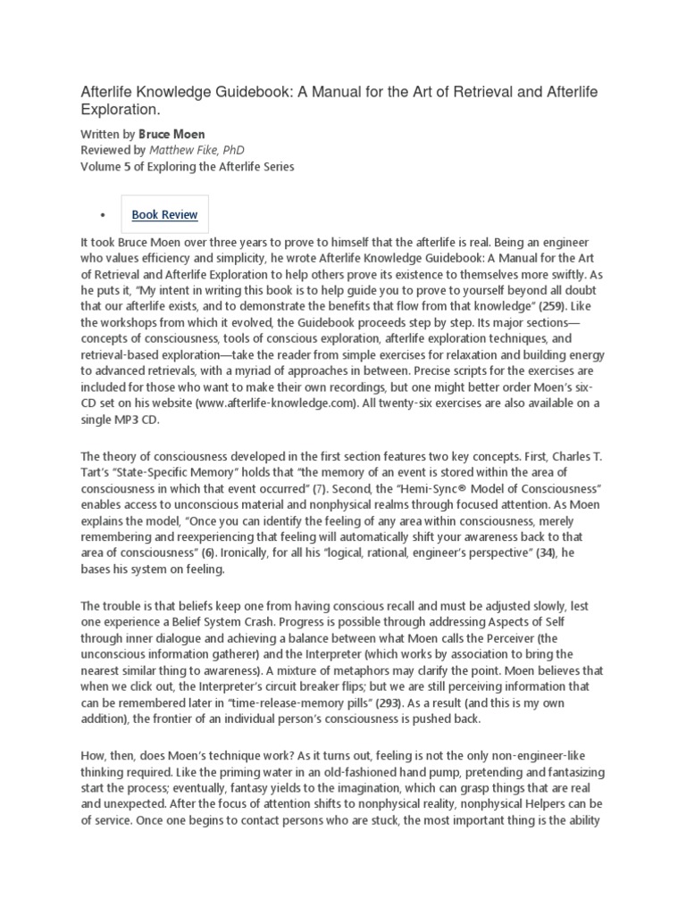 Bruce Moen - Afterlife Knowledge Guidebook (Review) | PDF | Imagination ...