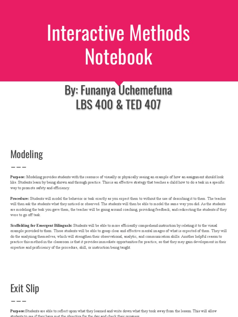 Ted 407 Lbs 400 Interactive Methods Notebook 1 | PDF | Reading (Process ...
