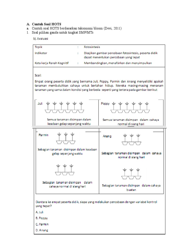 Contoh Soal HOTS untuk SMP/MTs | PDF