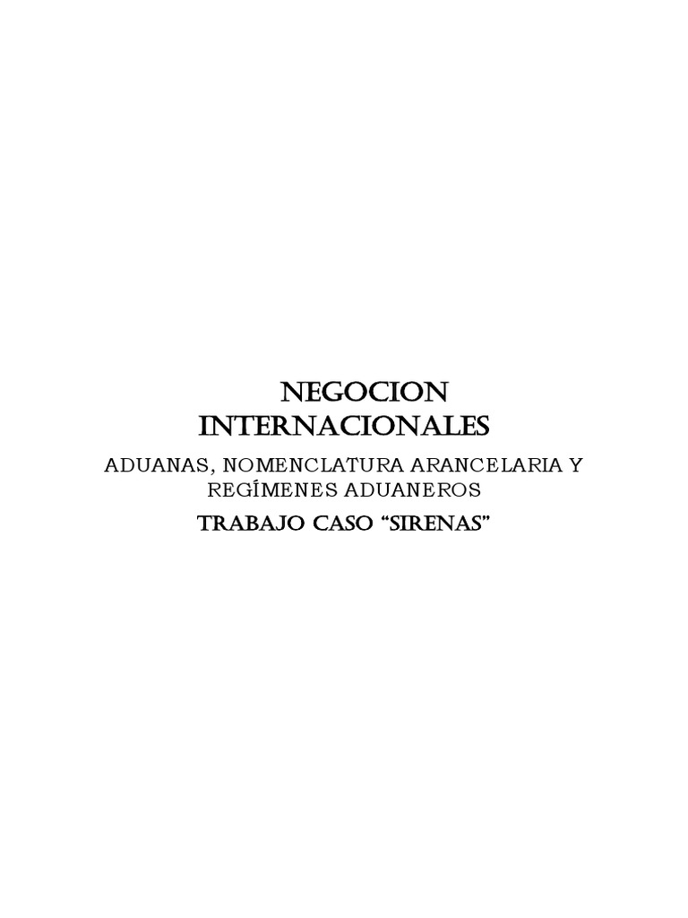 Negocios Internacionales Pdf Arancel Aduana