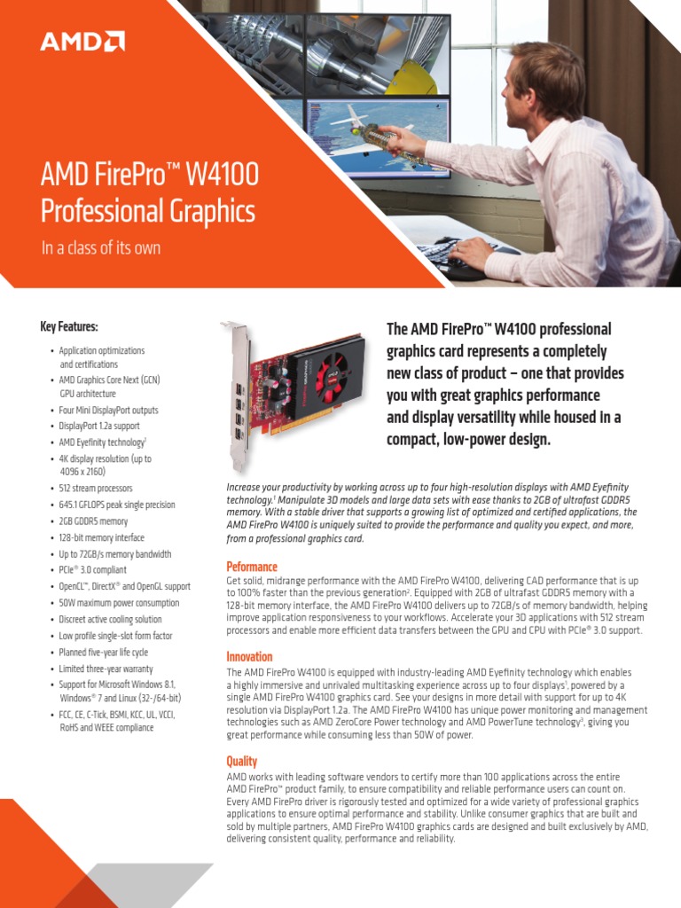 FirePro W4100 Data Sheet PDF | PDF | Graphics Processing Unit ...