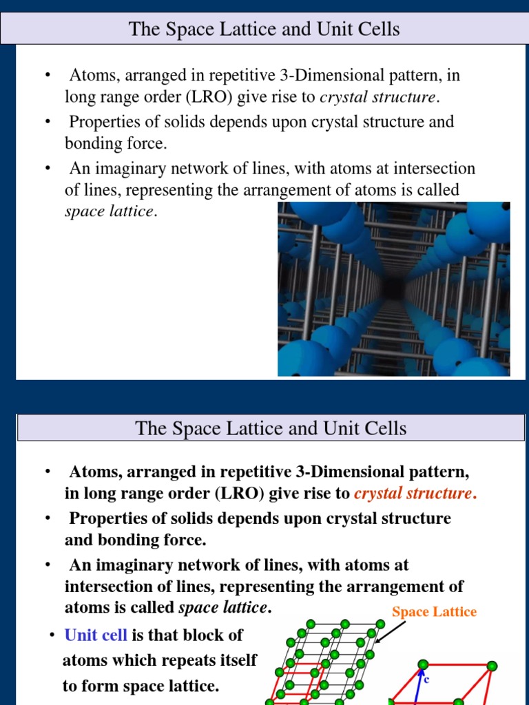 The Space Lattice and Unit Cells | PDF | Crystal Structure | Crystal
