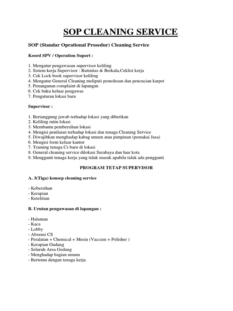 Sop Cleaning Service | PDF