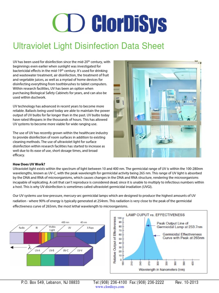 UV Data Sheet | PDF | Ultraviolet | Disinfectant