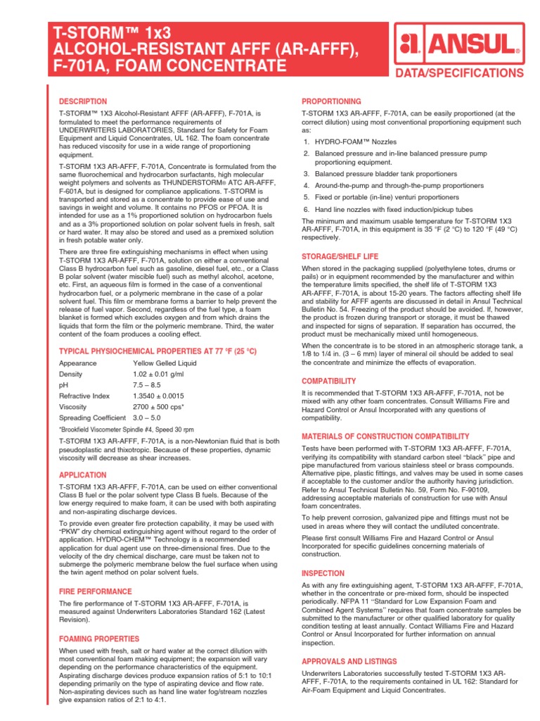 THUNDERSTORM™ ATC 1x3 F-601A.pdf | PDF | Solution | Foam