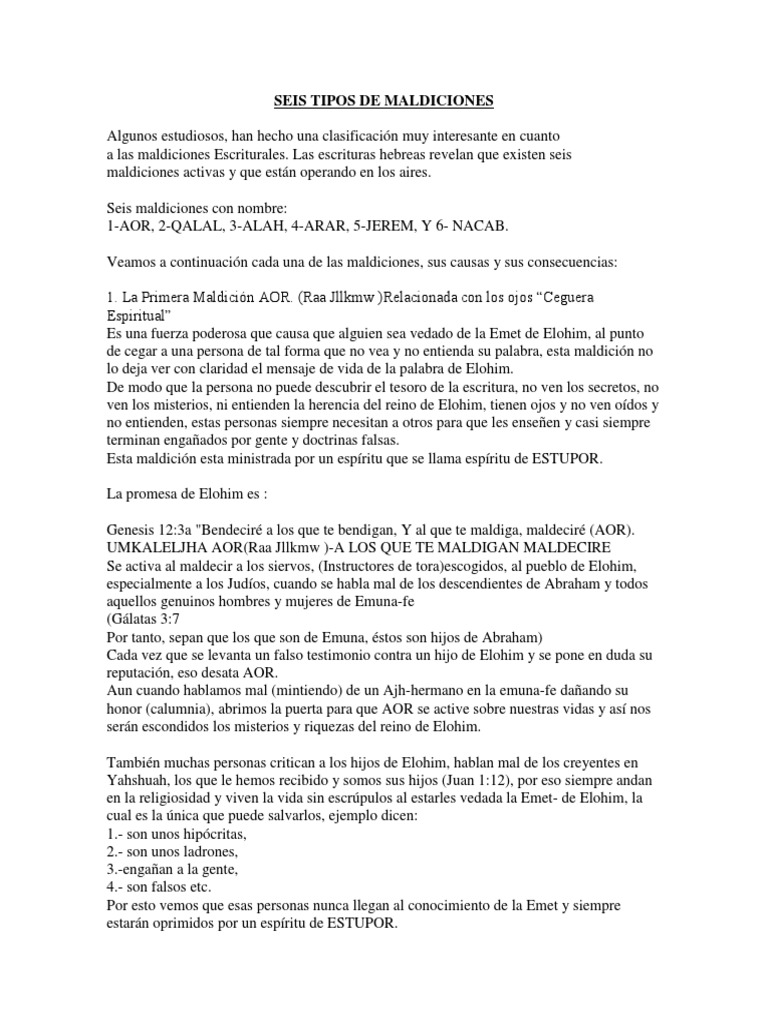 Seis Tipos de Maldiciones Generacionales | PDF | Perdón | Creencia ...
