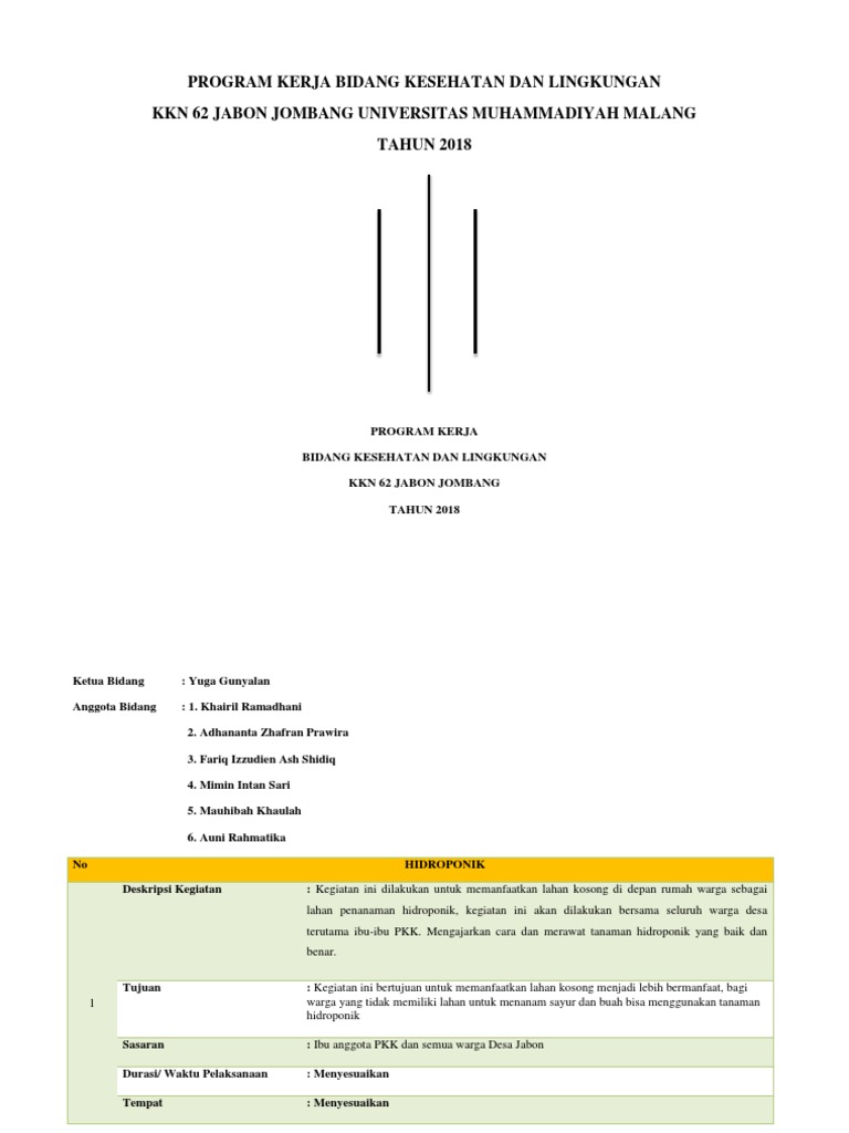 Program Kerja Divisi Kesehatan Lingkungan | PDF