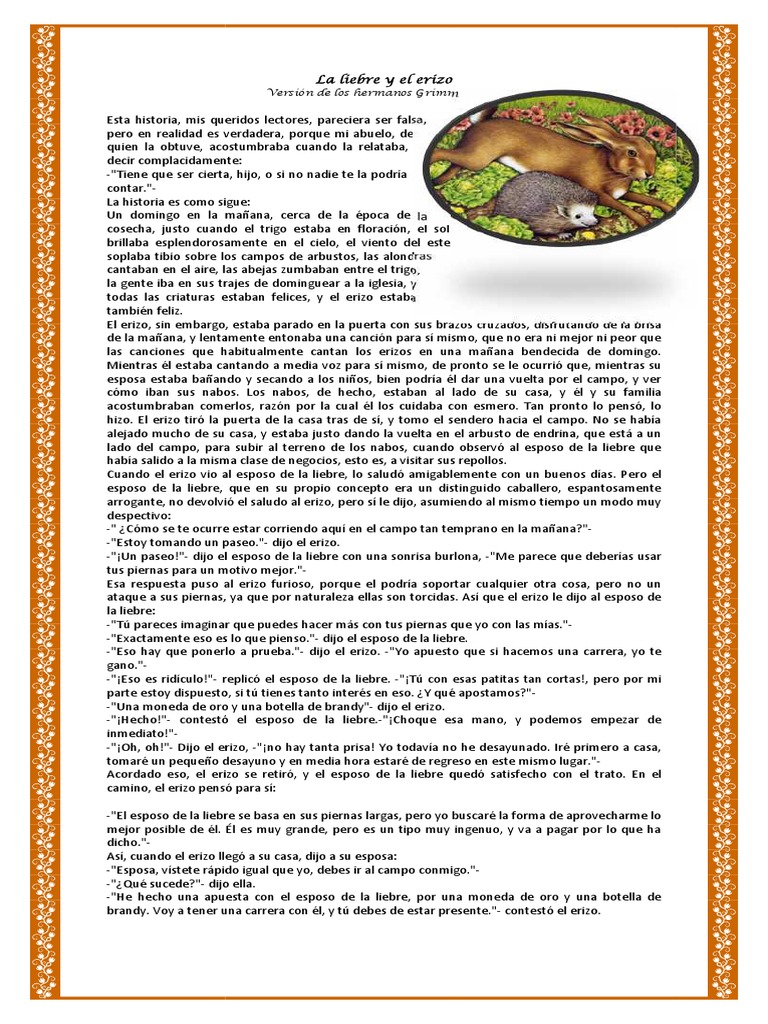 LEYENDA La Liebre y El Erizo | PDF | Ocio