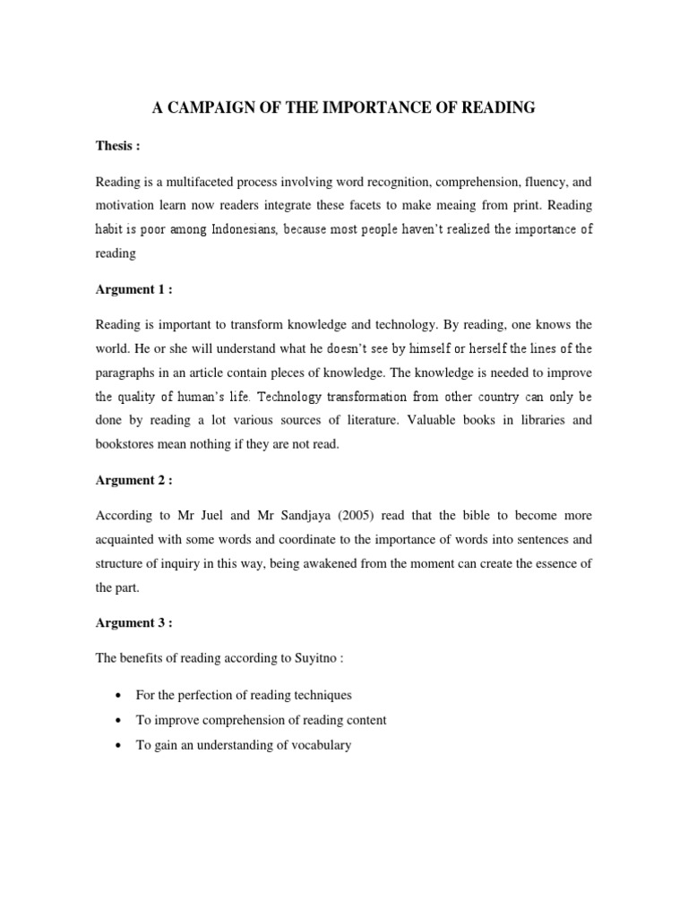 A Campaign of The Importance of Reading | PDF | Reading (Process ...