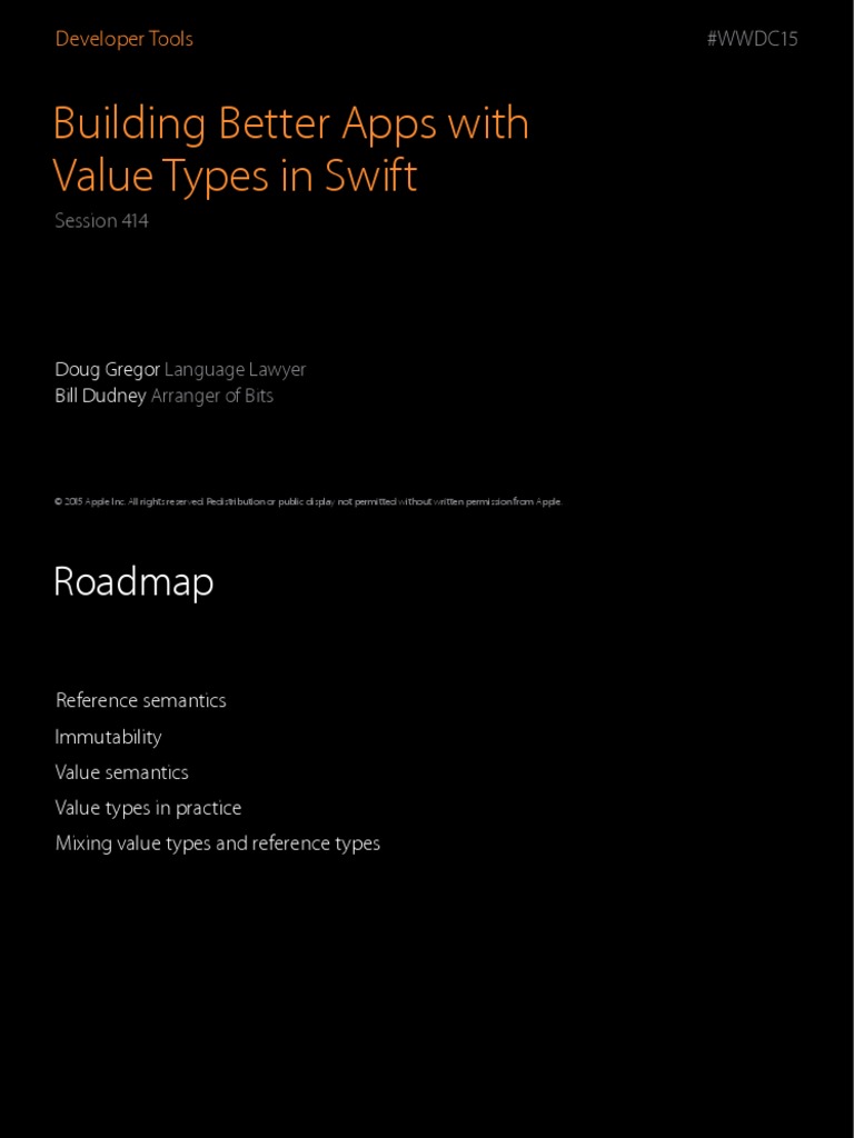 414 Building Better Apps With Value Types in Swift PDF | PDF | Fahrenheit | Swift (Programming ...