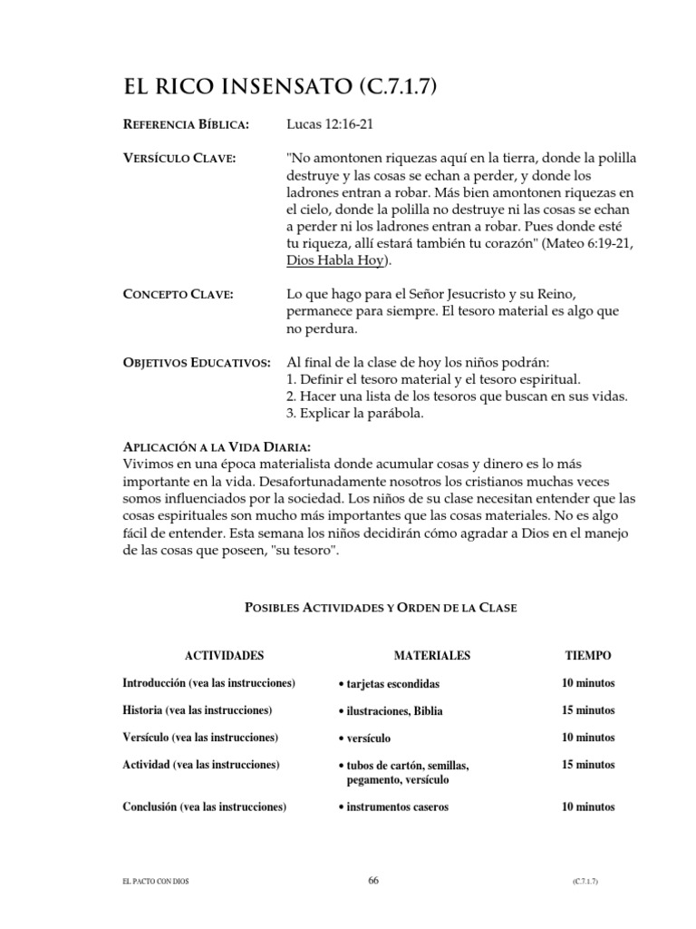El Rico Insensato | PDF | Parábolas de Jesús | Religión y creencia