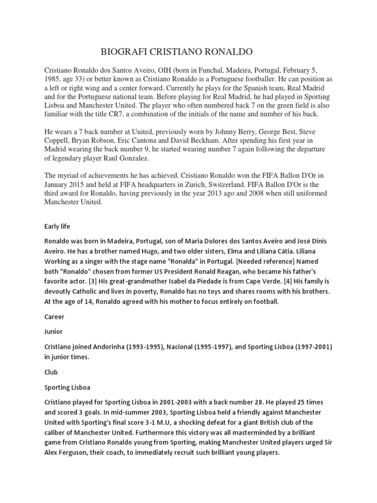 Biografi Cristiano Ronaldo | PDF | Association Football | Association ...