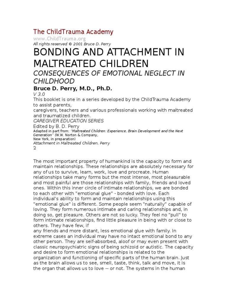 The ChildTrauma Academy Bonding Attachment | PDF | Child Neglect ...