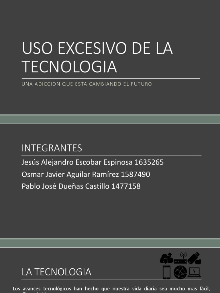 Uso Excesivo de La Tecnologia | PDF | Sicología | Servicio de redes ...