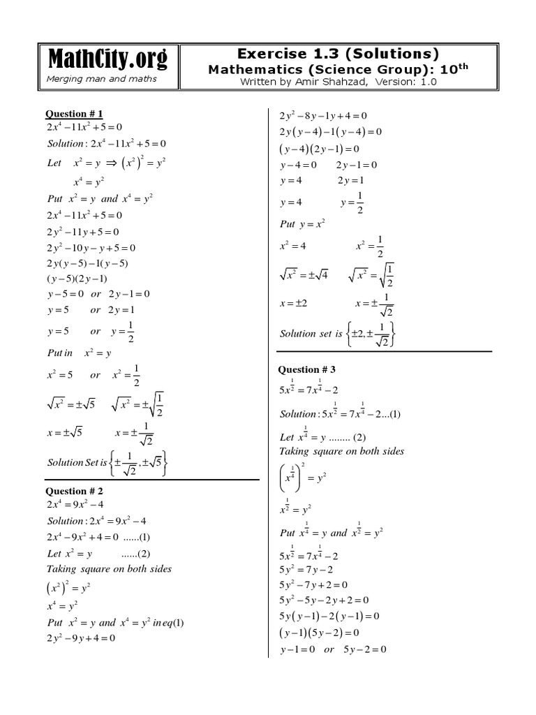 Important Notes of 10th Class Math Exercise 1.3 | PDF | Quadratic ...