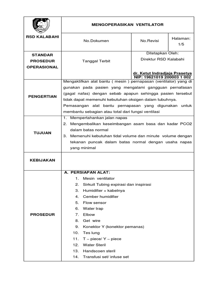 SPO - Mengoperasikan Ventilator | PDF