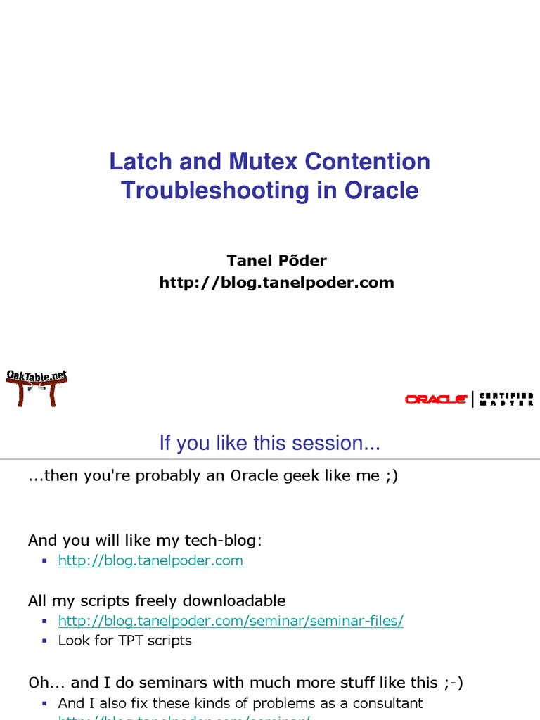 Oracle Latch And Mutex Contention Troubleshooting Pdf Data Data Management