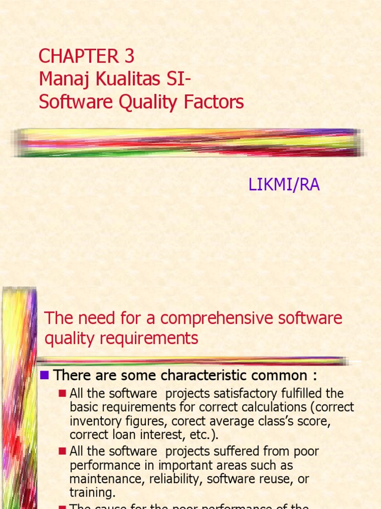 Software Quality Factors and Requirements | PDF | Software Quality | Reliability Engineering