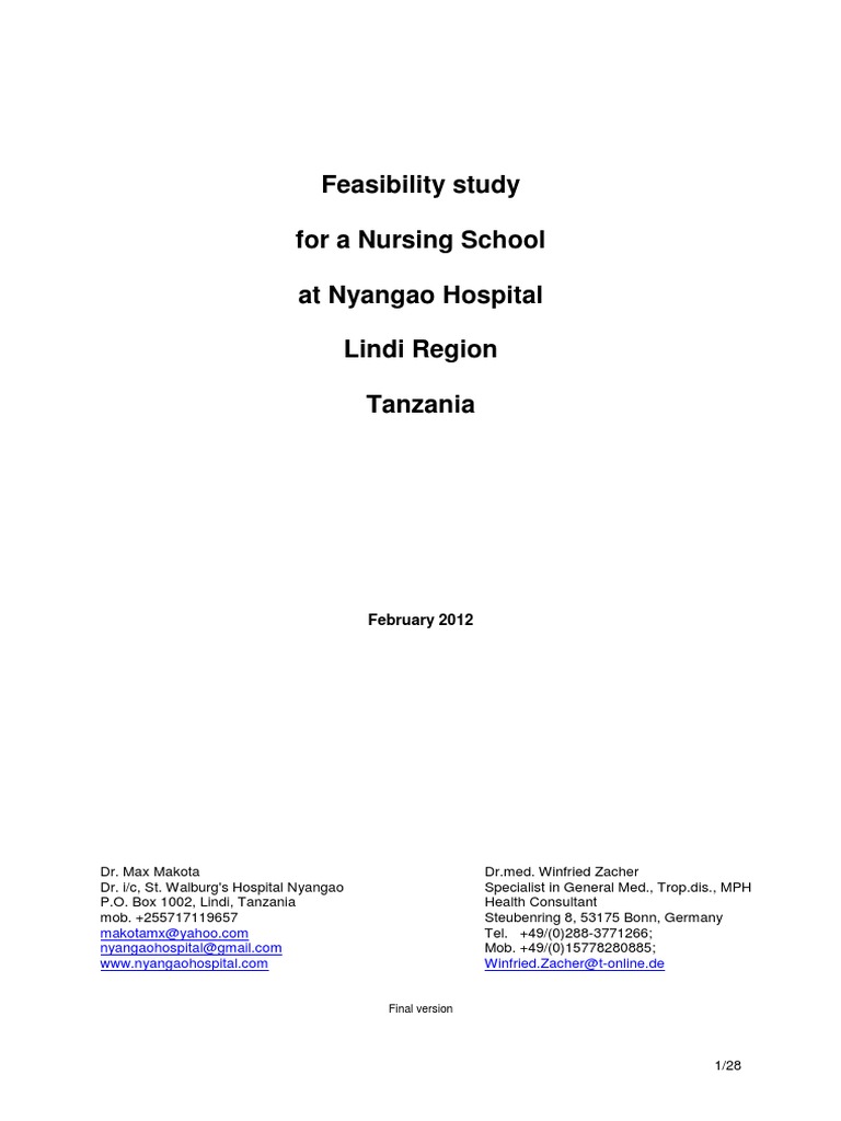 4 Feasibility Study 07 Final Version | PDF | Nursing | Hospital