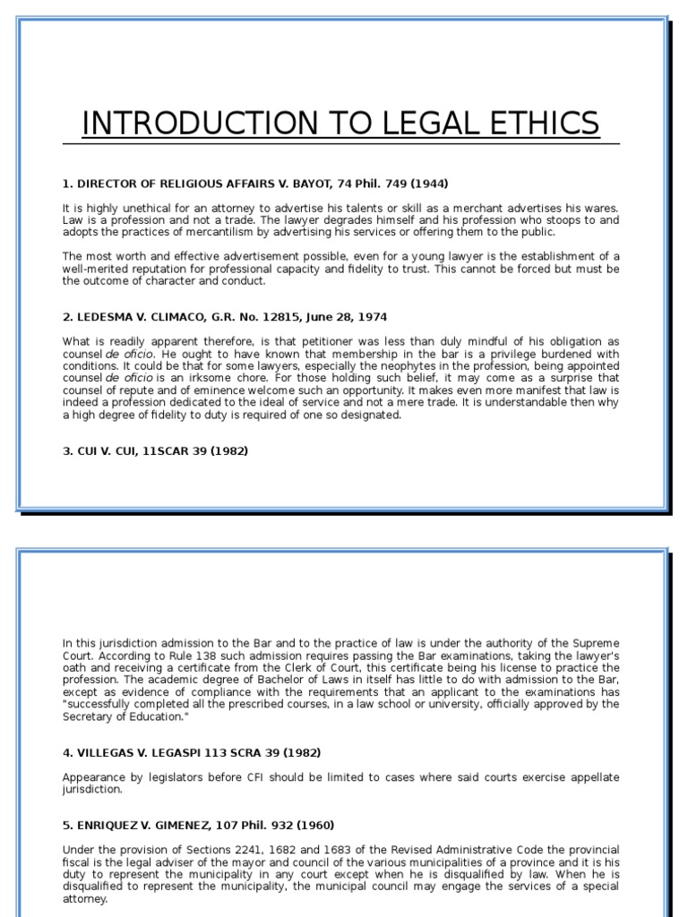 Legal Ethics Case Doctrines | PDF | Lawyer | Prosecutor