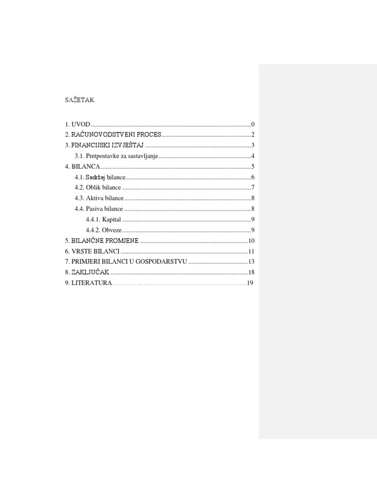 Gospodarske Bilance - Završni Rad | PDF