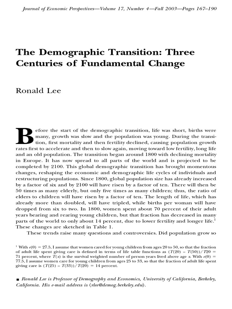 The Demographic Transition | PDF | Total Fertility Rate | Population Growth