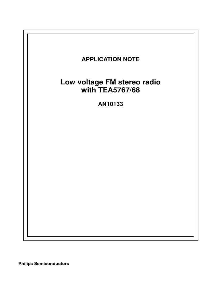 Application Note Tea5767-8 | PDF | Detector (Radio) | Integrated Circuit