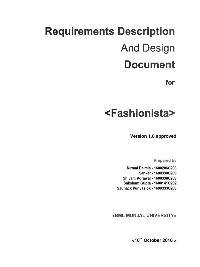 RDD Design Document - Fashionista Group11 | PDF | Login | Digital ...