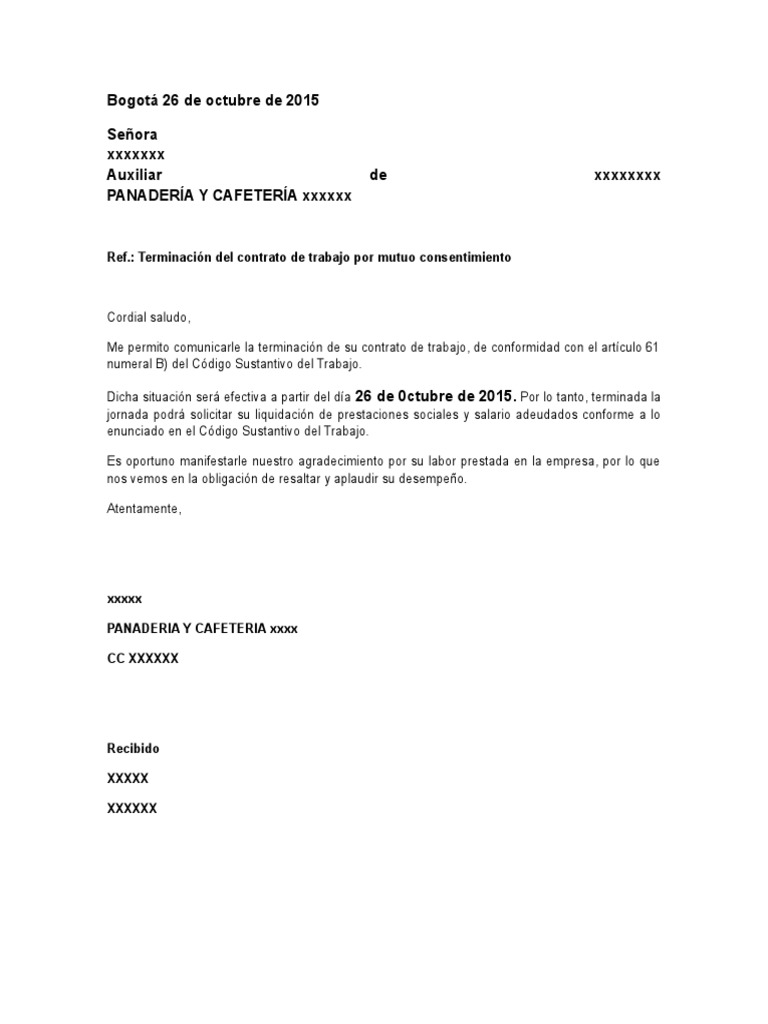 Arriba 31 Imagen Modelo Carta De Finalizacion De Contrato De Servicios/carta De Contrato Labora