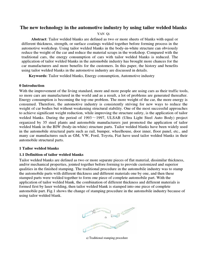 Tailor Weld Blanks | PDF | Sheet Metal | Welding