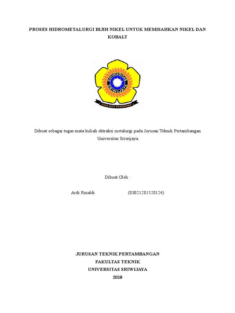 Proses Ekstraksi Biji Nikel Untuk Mendapatkan Kobalt (Tugas Eksmet Buk Eva) | PDF | Sains ...