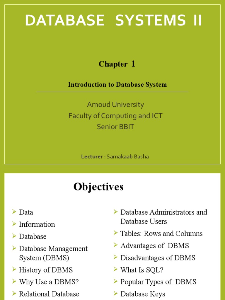 Database Systems Ii: Amoud University Faculty of Computing and ICT ...