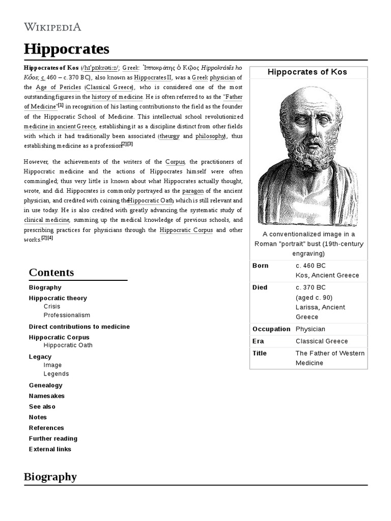 Hippocrates | PDF | Medicine | Wellness