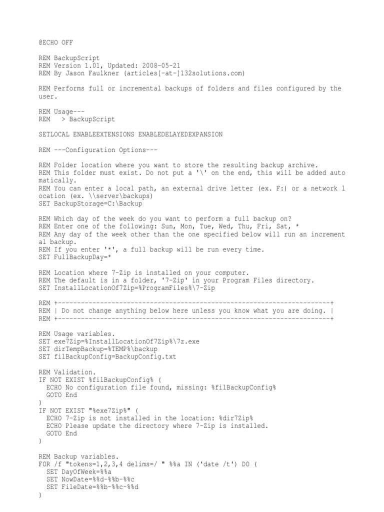 Backup Script | PDF | Backup | Directory (Computing)
