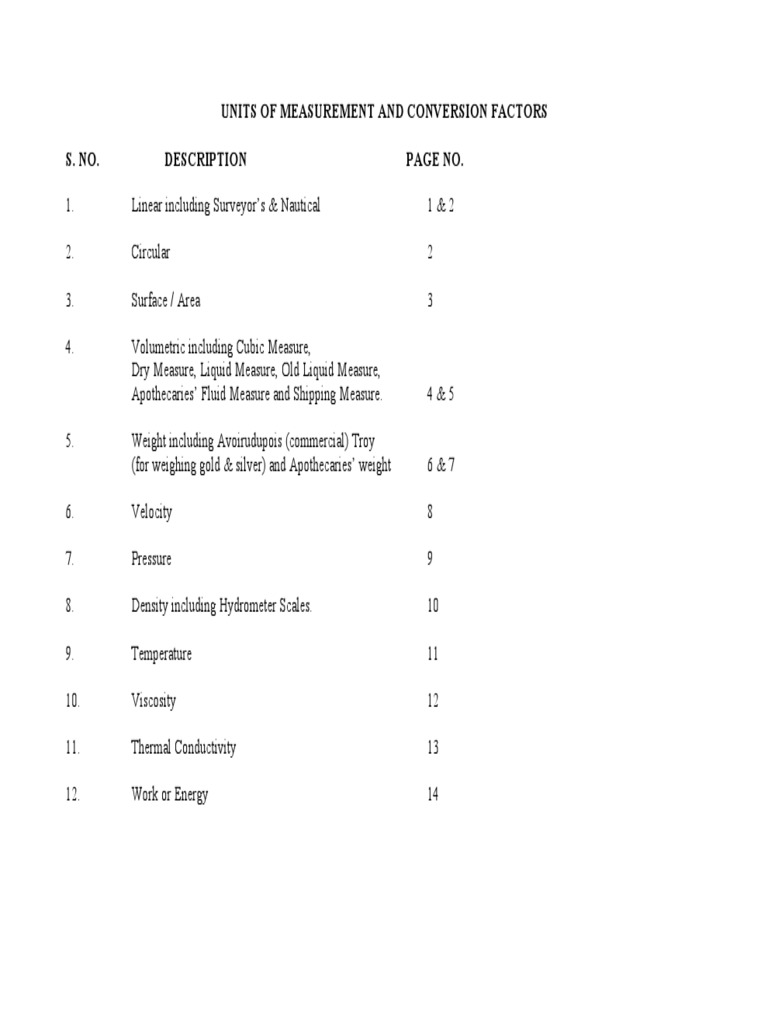 Unit Conversion Table | PDF