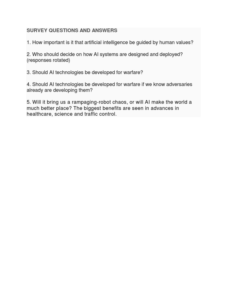 Survey Questions and Answers | PDF