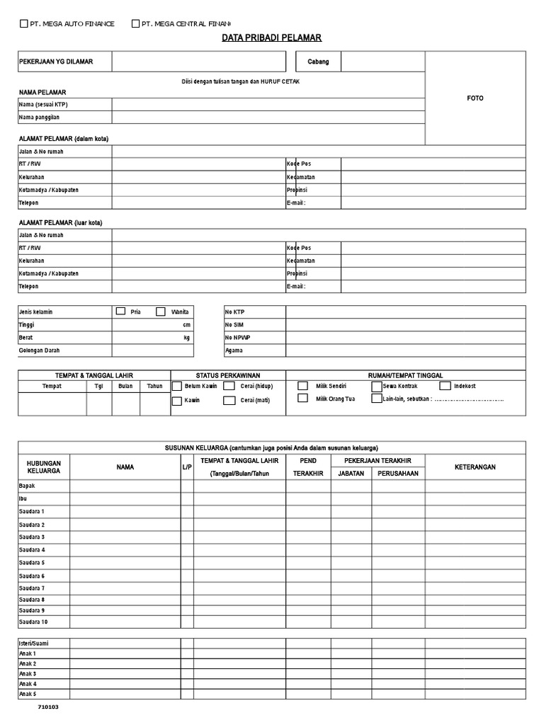 Form Biodata Diri | PDF