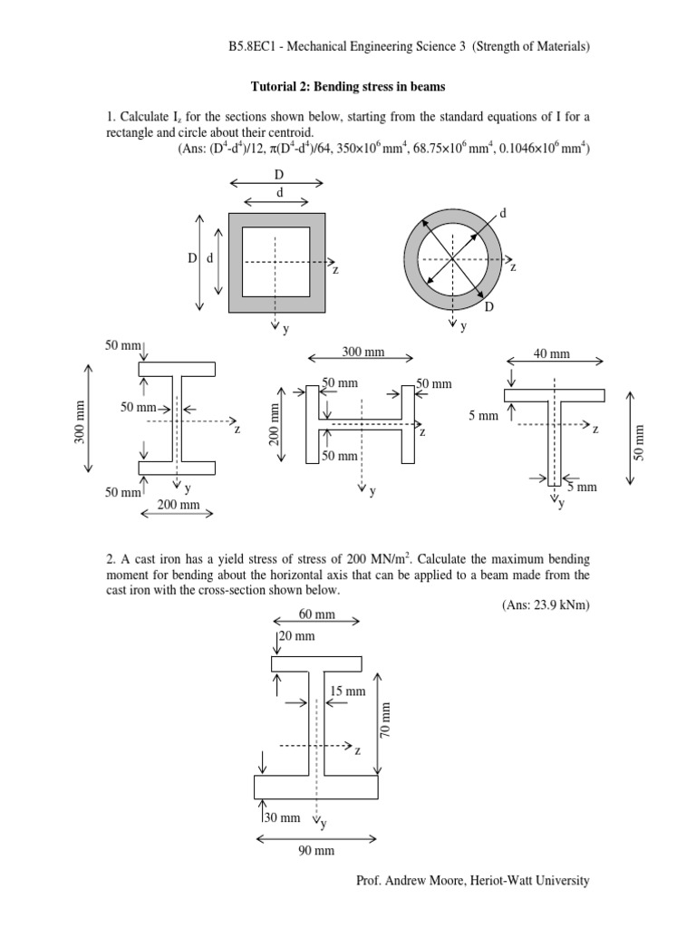 Tutorial 2 Bending Stress With Solutions | Download Free PDF | Bending ...